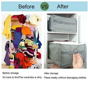 Butishop 3 Pcs Clothes Drawer Organizer Foldable Closet Organizers with Handle Fabric Wardrobe Compartment Storage Box for Underwear Socks Scarves Pants Shirts Organization(Grey)