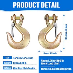 2 Pack 5/16 Inch Chain Hook, Tow Chains with Hooks Clevis Slip Hook with Latch Safety Hook G70 Tow Chain Clevis Grab Hook for Trailer Truck Transport Tow Chain Hook Drag Chain Hooks Heavy Load