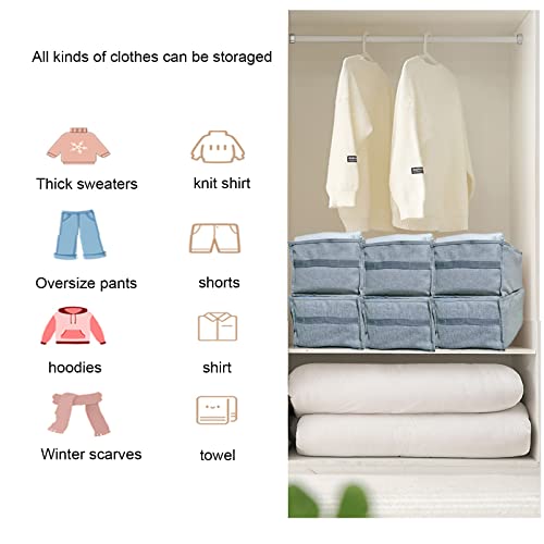 Butishop 2 Pcs Foldable Clothes Organizer Fabric Closet Drawer Organizers with Handle Wardrobe Compartment Storage Box for Underwear Socks Scarves Pants Shirts Organization(Grey)