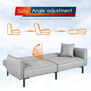 Futon Sofa Bed Couch Bed Sleeper Sofa Modern Folding Sofa Small Sofa Convertible Sofa for Living Room Apartment, Dorm, Bonus Room Furniture，Grey