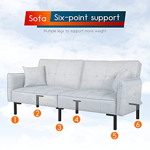 Futon Sofa Bed Couch Bed Sleeper Sofa Modern Folding Sofa Small Sofa Convertible Sofa for Living Room Apartment, Dorm, Bonus Room Furniture，Grey