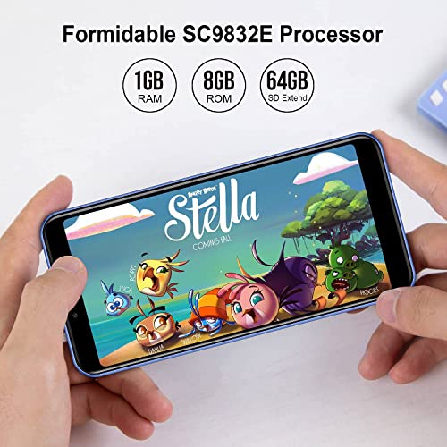 KXD 6A Unlocked Phone 5.5" Full Screen Smartphone 8MP HD+ Camera 8GB ROM with 64GB Extend Memory Android Cell Phones 2500mAh Battery Mobile Phone Blue