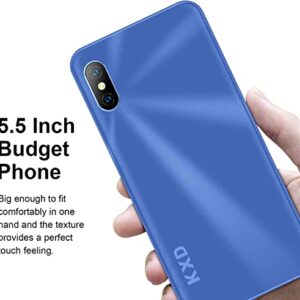 KXD 6A Unlocked Phone 5.5" Full Screen Smartphone 8MP HD+ Camera 8GB ROM with 64GB Extend Memory Android Cell Phones 2500mAh Battery Mobile Phone Blue