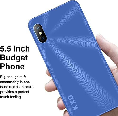 KXD 6A Unlocked Phone 5.5" Full Screen Smartphone 8MP HD+ Camera 8GB ROM with 64GB Extend Memory Android Cell Phones 2500mAh Battery Mobile Phone Blue