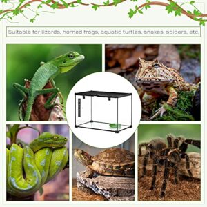 PawHut 14 Gallon Reptile Glass Terrarium Tank, Breeding Box Full View with Visually Appealing Sliding Screen Top for Lizards, Frogs, Snakes, Spiders, 20" x 12" x 14"