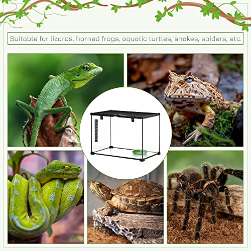 PawHut 14 Gallon Reptile Glass Terrarium Tank, Breeding Box Full View with Visually Appealing Sliding Screen Top for Lizards, Frogs, Snakes, Spiders, 20" x 12" x 14"