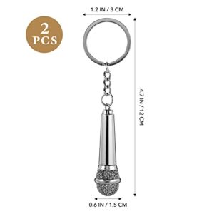 FOMIYES 2pcs Microphone Keychain Music Micro Keyring Decorative Key Holder Bag Purse Pendant Party Favor