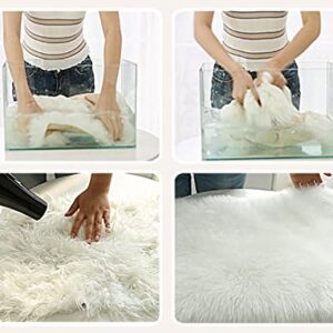 Lifup Soft Fluffy Non-Slip Faux Fur Sheepskin Area Rug for Living Room Bedroom Home Décor Brown 11.8 x 27.6 inch