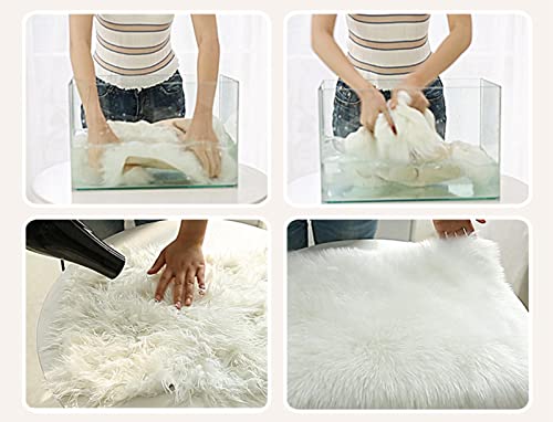 Lifup Soft Fluffy Non-Slip Faux Fur Sheepskin Area Rug for Living Room Bedroom Home Décor Brown 11.8 x 27.6 inch