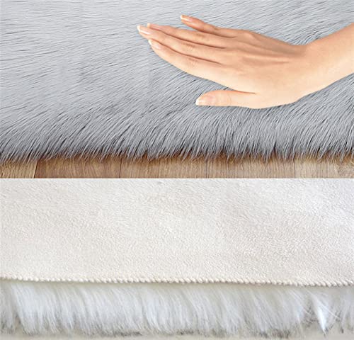 Lifup Soft Fluffy Non-Slip Faux Fur Sheepskin Area Rug for Living Room Bedroom Home Décor Brown 11.8 x 27.6 inch