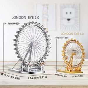 Piececool 3D Metal Model Puzzles for Adults, Upgraded Large London Eye Architecture 3D Metal Models Building Kits, Best Birthday Gifts, 141 Pcs