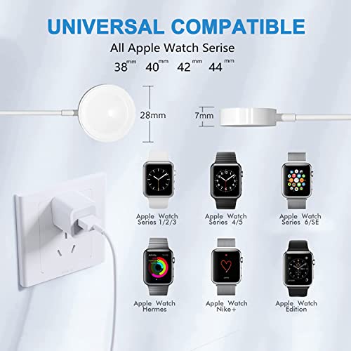 Watch Charger for Apple Watch Charger, Long 6.6FT iWatch Portable Wireless Fast Charging Cable Cord with USB Wall Charger Plug Adapter Block Compatible with Apple Watch Series 8/7/SE/6/5/4/3/2/1