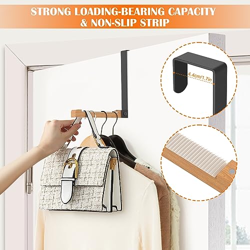 Mastom Folding Door Hook, Wooden Foldable Coat Hooks, Space Saving Over Door Hooks Perfect for Drying Clothes, Hanging Coat, Hat, Towel, Bag