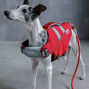 ZOOLAND Dog Life Jacket, Life Vest Reflective Stripes Adjustable Belt for Dog with Rescue Handle for Swimming Red M