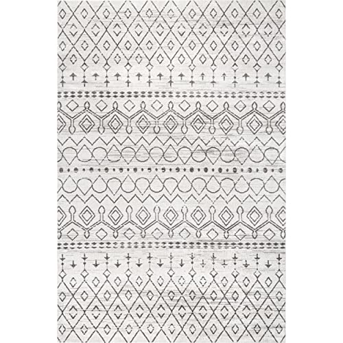 nuLOOM Audrey Machine Washable Geometric Moroccan Area Rug, 5x8, Ivory