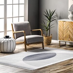 nuloom camila machine washable lunar eclipse ultra thin area rug, 4' x 6', grey