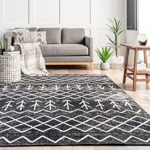 nuLOOM Malia Machine Washable Moroccan Area Rug, 8x10, Grey