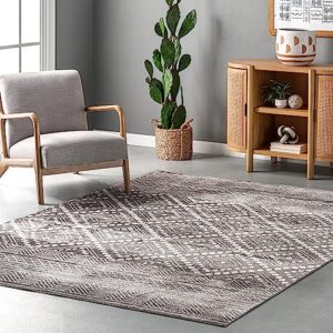 nuloom phyllis machine washable diamond trellis area rug, 8x10, grey