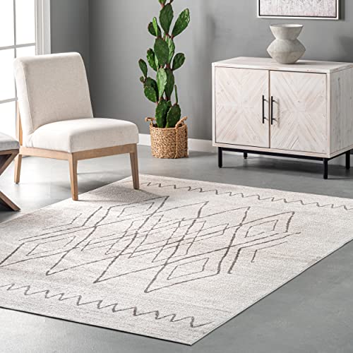 nuLOOM Miriam Machine Washable Geometric Diamond Area Rug, 7x9, Beige