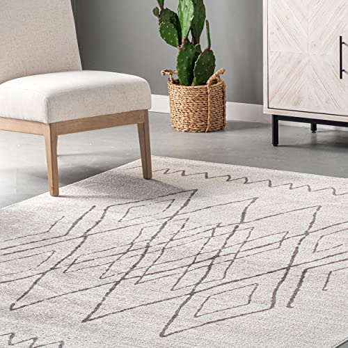 nuLOOM Miriam Machine Washable Geometric Diamond Area Rug, 7x9, Beige