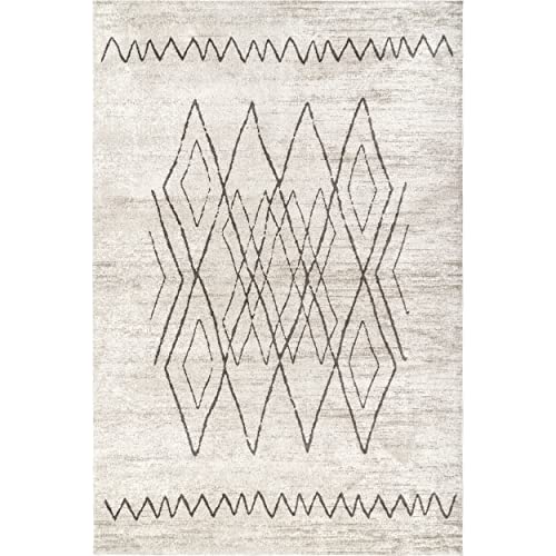 nuLOOM Miriam Machine Washable Geometric Diamond Area Rug, 7x9, Beige