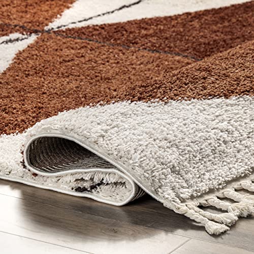 nuLOOM Kali Shaggy Diamond Tassel Area Rug, 8x10, Rust