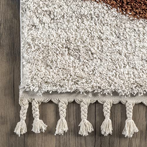 nuLOOM Kali Shaggy Diamond Tassel Area Rug, 8x10, Rust