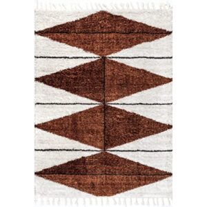 nuLOOM Kali Shaggy Diamond Tassel Area Rug, 8x10, Rust