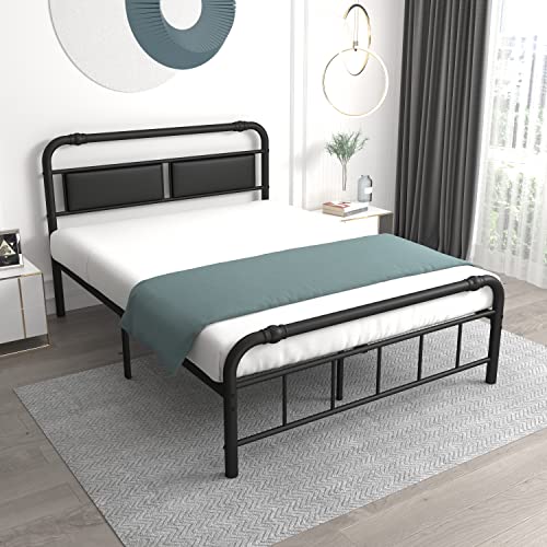 Hazena Queen Bed Frame - Queen Size Platform Bed Frame with headboard and Footboard no Box Spring Needed for Bedroom,guestroom(Black)