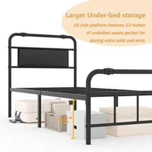 Hazena Queen Bed Frame - Queen Size Platform Bed Frame with headboard and Footboard no Box Spring Needed for Bedroom,guestroom(Black)