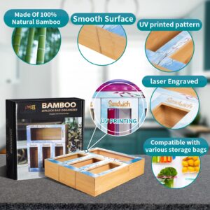 BWMB Group Bamboo Baggie Holder, Bag Storage Organizer for Kitchen Drawer, Compatible with Ziploc, Solimo, Glad, Hefty for Gallon, Quart, Sandwich & Snack, Food Storage (4 pieces)