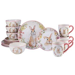 certified international easter garden 16 pc dinnerware set, service for 4, multicolored