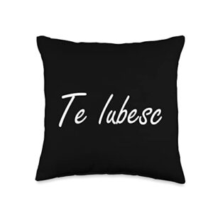 awesome romanian family apparel te iubesc i love you romanian dragoste cute heart throw pillow, 16x16, multicolor