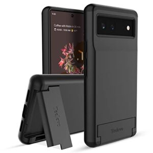 Teelevo Dual Layer Wallet Case for Google Pixel 6, Protective Case with 3-Card Storage for Google Pixel 6 - Black