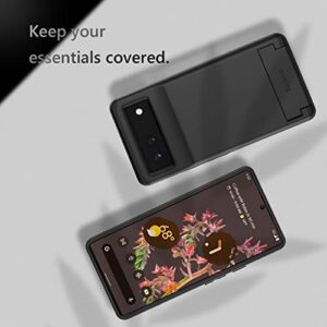 Teelevo Dual Layer Wallet Case for Google Pixel 6, Protective Case with 3-Card Storage for Google Pixel 6 - Black