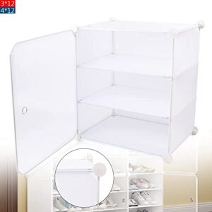 Shoe Rack Storage Organizer, Shoe Shelves 12 Tier Free Standing Shoes Cabinet Shelf Portable, White Closet Shoe Racks With Doors Expandable Stackable, Ideal Choice for Entryway, Hallway (72 Pairs)