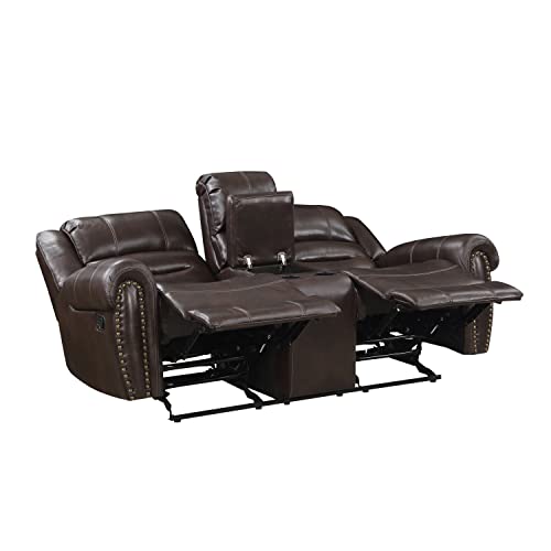 Lexicon Wilder Double Glider Reclining Loveseat, Brown