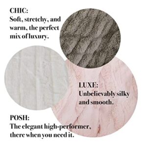 Minky Designs Luxurious Minky Blankets | Super Soft, Fuzzy, and Fluffy Faux Fur | Preppy Couch Covers & Throw Blankets | Ideal for Adults, Kids, Teens (Posh | Blossom Pink)