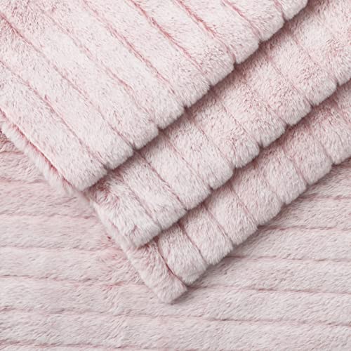 Mary Hatch Pink Faux Fur Throw Blanket Fuzzy Soft Luxury Decorative Blanket Fluffy Faux Rabbit Fur Throw Reversible Minky Plush for Couch Living Room Sofa Bed 50x60 inch