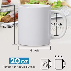 CAILIDE 20oz sublimation Blank large Mugs and Big handle set of 2 Professional Grade Mugs White Coated Ceramic Cup for Coffee Tea or DIY Gifts (20oz)