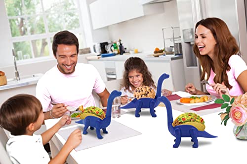 Vezna Home Goods Dinosaur Taco Holder Kids Taco Stand, Holds 2 Shells for Fun Taco Tuesday Party, Blue Jurassic Brontosaurus Dino Plate