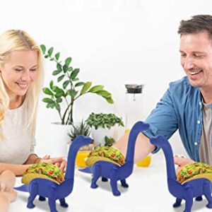 Vezna Home Goods Dinosaur Taco Holder Kids Taco Stand, Holds 2 Shells for Fun Taco Tuesday Party, Blue Jurassic Brontosaurus Dino Plate