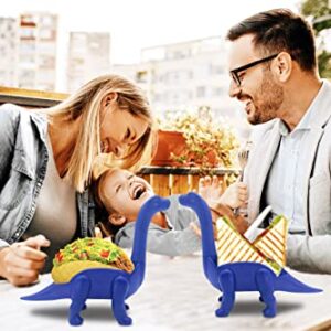 Vezna Home Goods Dinosaur Taco Holder Kids Taco Stand, Holds 2 Shells for Fun Taco Tuesday Party, Blue Jurassic Brontosaurus Dino Plate