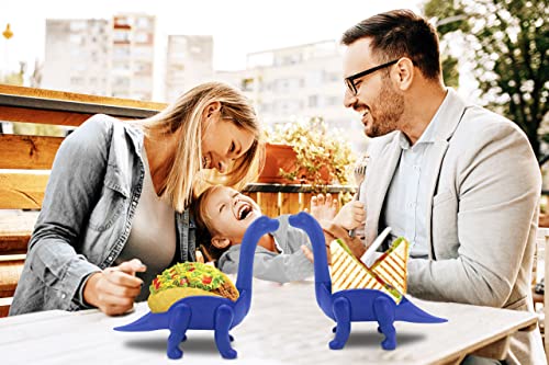 Vezna Home Goods Dinosaur Taco Holder Kids Taco Stand, Holds 2 Shells for Fun Taco Tuesday Party, Blue Jurassic Brontosaurus Dino Plate