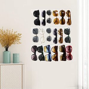 Watpot Sunglasses Organizer Storage Wall Mounted, 3 Pack Acrylic Eyeglasses Holder Hanging Shelves for Multiple Glasses Display, Clear