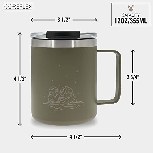 Coreflex 12 oz Insulated Coffee Mug with Handle & Lid, Stainless Steel Double Walled Vacuum Insulated Tumbler Cup, Travel Coffee Cup Thermal Cup - Home, Office, Travel, Outdoor, Camping