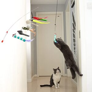 czpet cat toys kitten jump exercise interactive replaceable elastic automatic toy funny cat teaser various developmental puzzle toys feather mouse