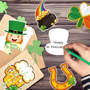 Joy Bang St Patricks Day Cutouts 60 PCS Paper Shamrock Cutouts for Crafts St. Patrick's Day Shamrock Leprechaun Cutouts for Classroom Bulletin Board Decorations