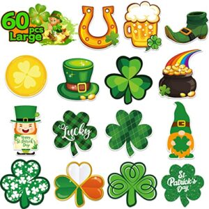 joy bang st patricks day cutouts 60 pcs paper shamrock cutouts for crafts st. patrick's day shamrock leprechaun cutouts for classroom bulletin board decorations