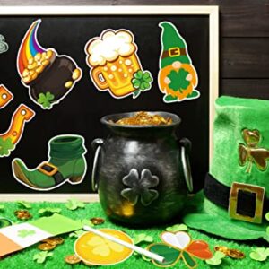 Joy Bang St Patricks Day Cutouts 60 PCS Paper Shamrock Cutouts for Crafts St. Patrick's Day Shamrock Leprechaun Cutouts for Classroom Bulletin Board Decorations